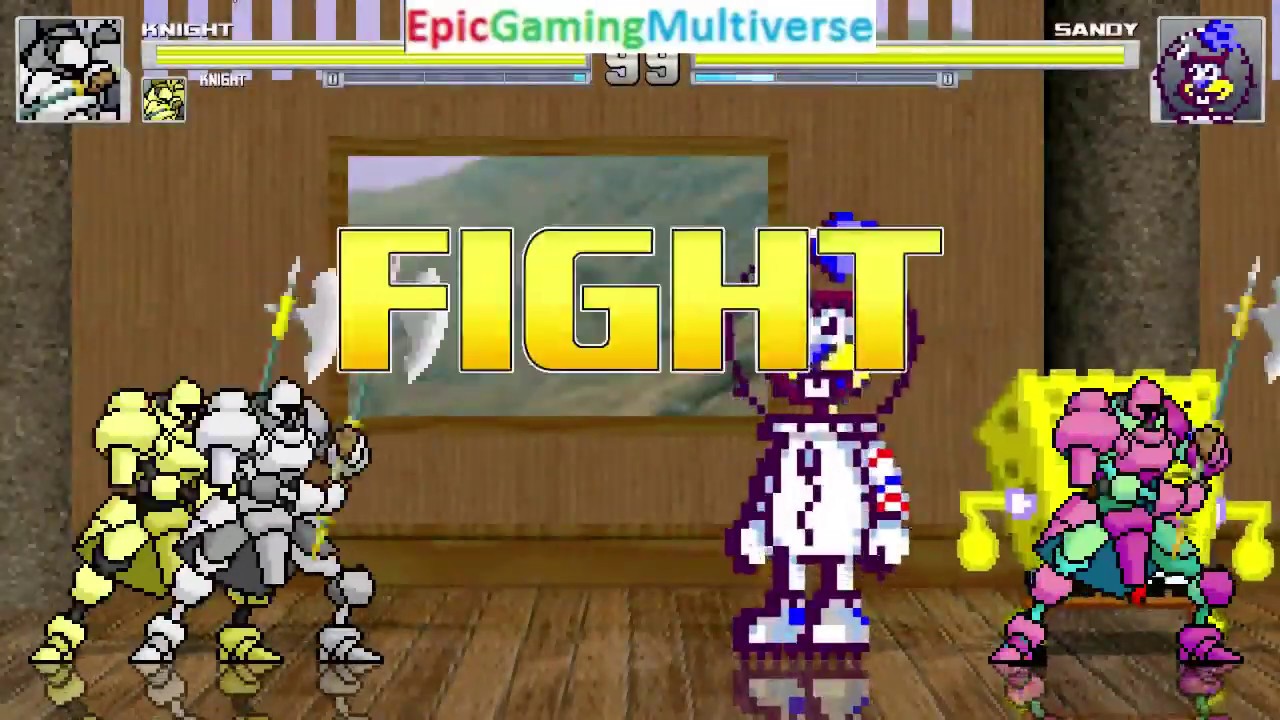 The 3 Knights And SpongeBob SquarePants VS Sandy Cheeks In A MUGEN ...