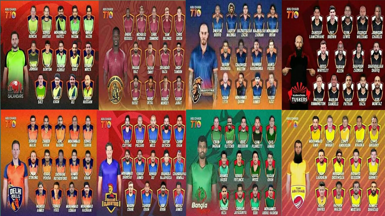 T10 Cricket league 2019 All teams Squad | All teams Squad for Abu Dhabi ...