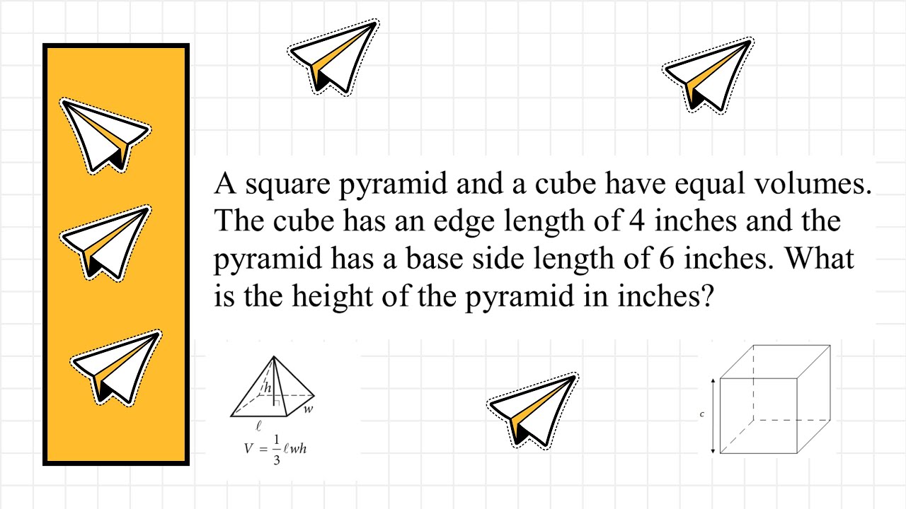 DIGITAL SAT MATH PROBLEM-volume of pyramid and cube #91 - YouTube