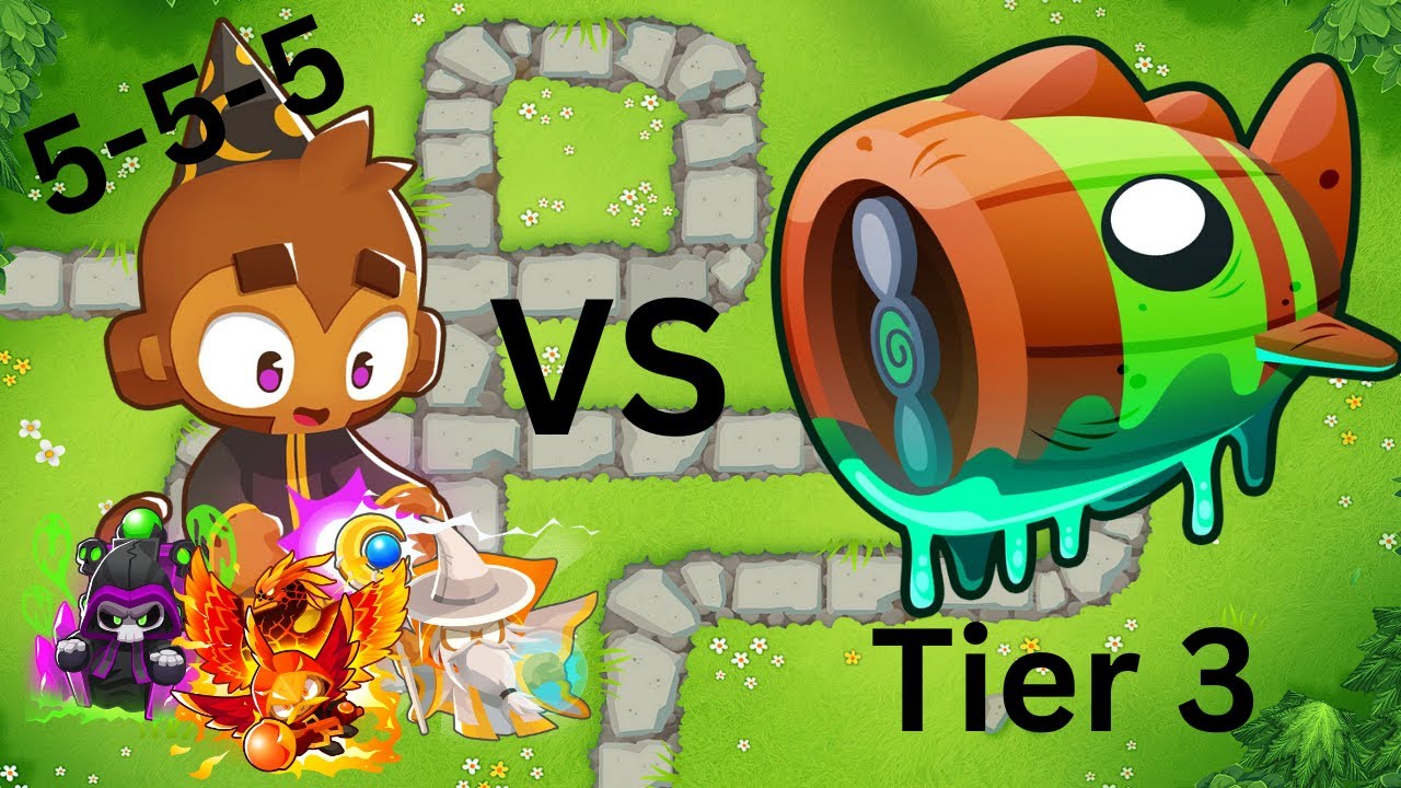 5-5-5 Wizard Monkey vs Tier 3 Bloonarius - YouTube