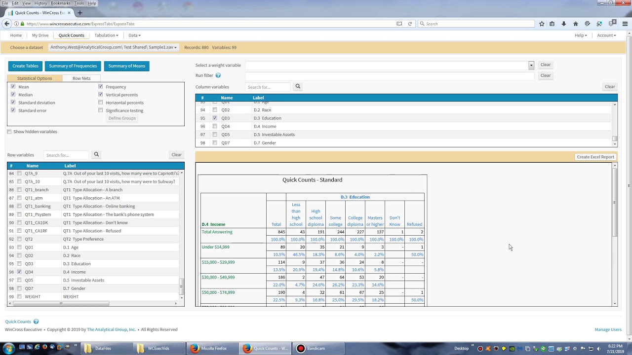 How to Use Quick Counts - WinCross Executive - Online Crosstabulation ...