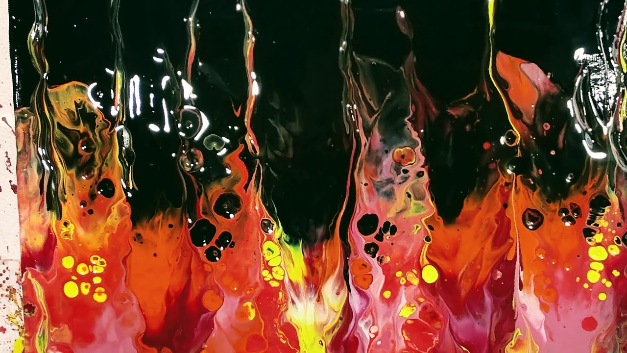Acrylic pouring painting with fire and flames 🔥 effect #fluidart ...