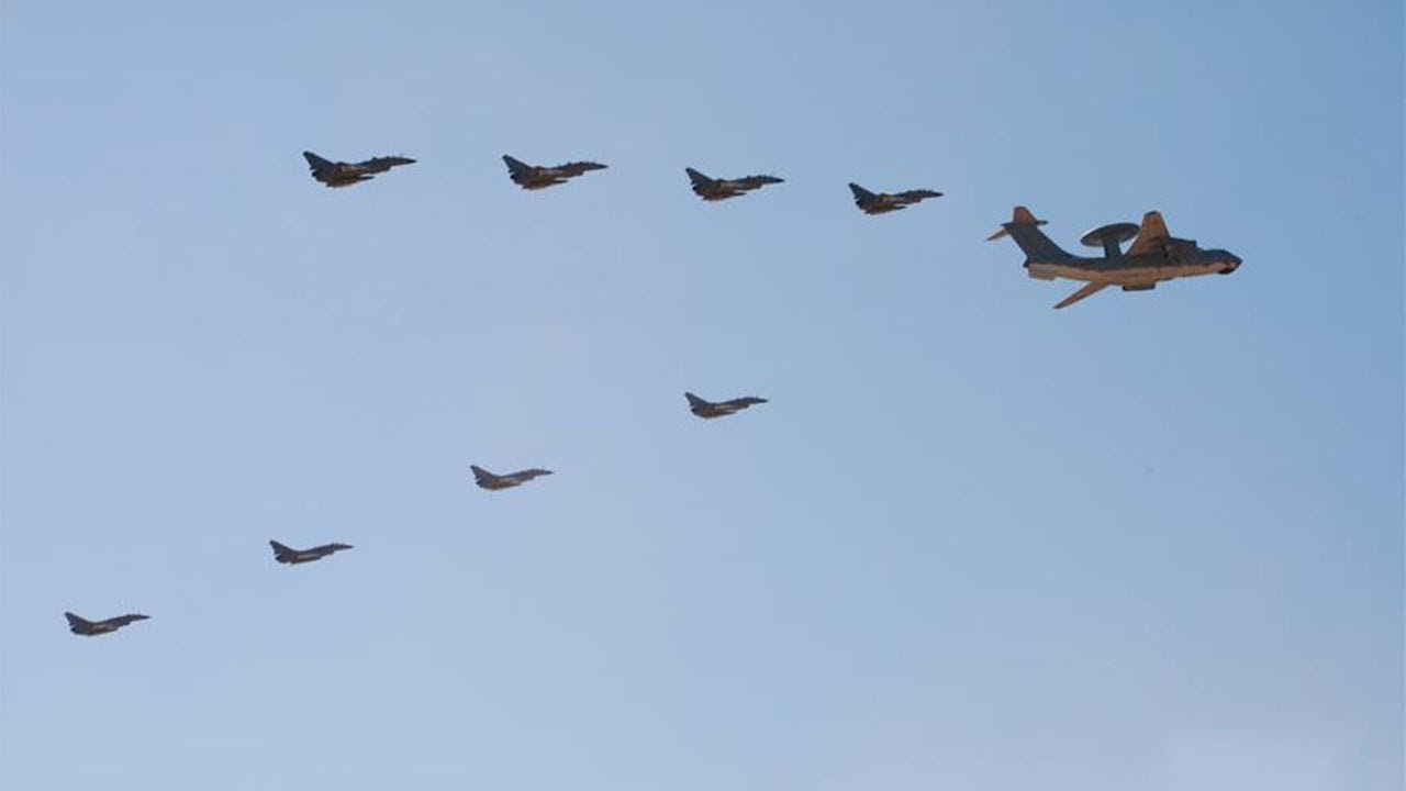 Military parade: AEWC aircraft formation - YouTube