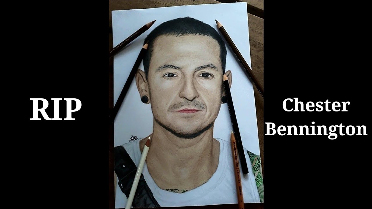 Drawing Chester Bennington with colored pencil - YouTube