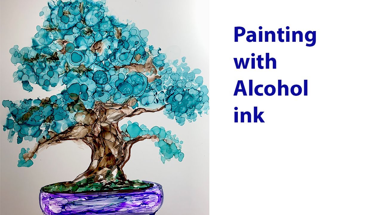 How to paint tree with alcohol ink - YouTube