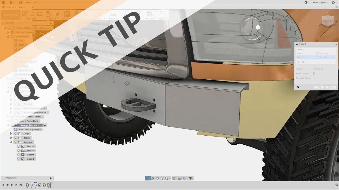 QUICK TIP: Contour Flanges in Sheet Metal - YouTube