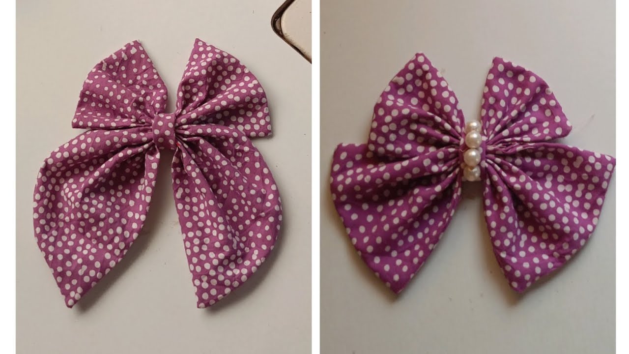 how to make stylish hair Bow 🎀 2 designer fabric hair bow🎀 - YouTube