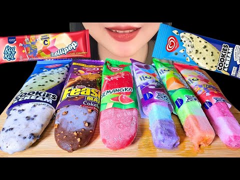 ASMR es krim wall's & kul kul lollipop 🍭 cookies and cream, feast max ...