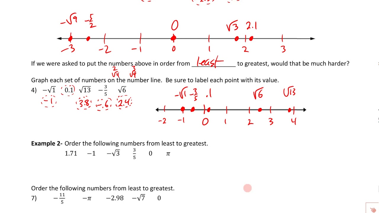 3.7 Putting Rational and Irrational Numbers in Order - YouTube