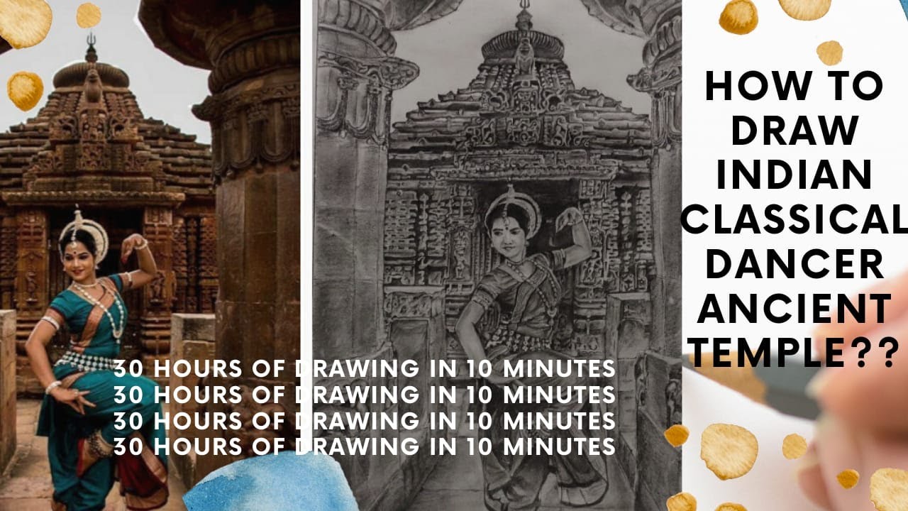 How to draw an Indian classical dancer and Ancient temple ?? - YouTube