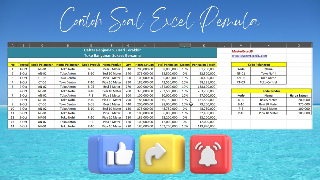 Contoh Soal Excel Pemula - YouTube