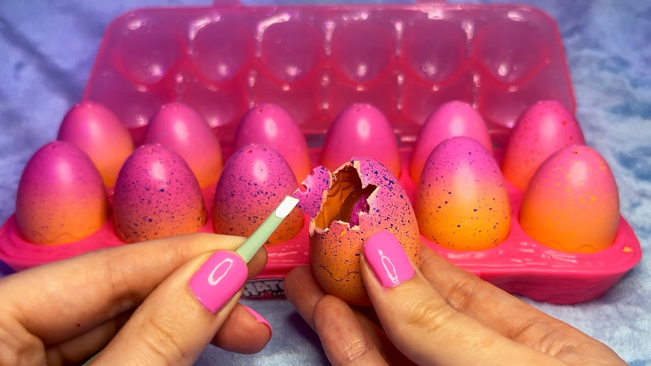ASMR Shell Cracking + Peeling Surprise Eggs (Whispered, Satisfying ...
