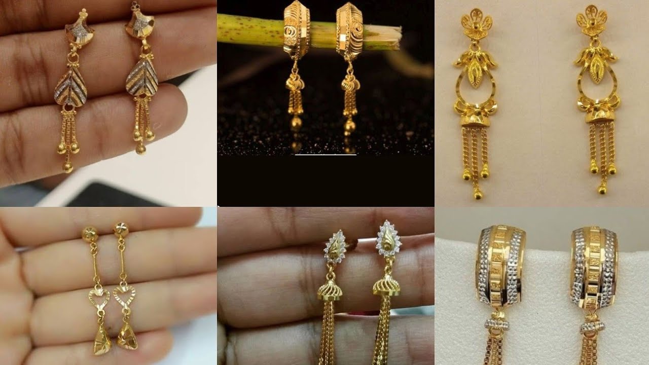 simple earring designs for daily use//Latest Gold earrings Designs2023 ...