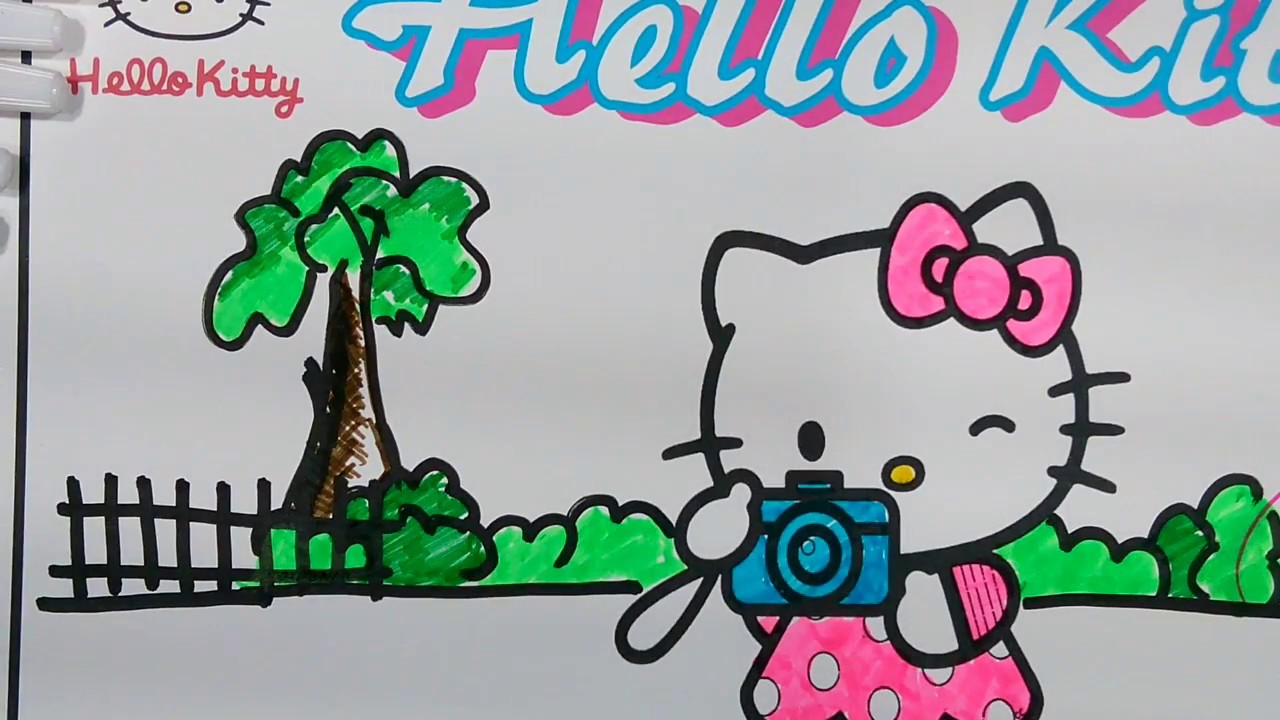 Drawing and Colouring Hello kitty Photographer - with happy kids rhymes ...