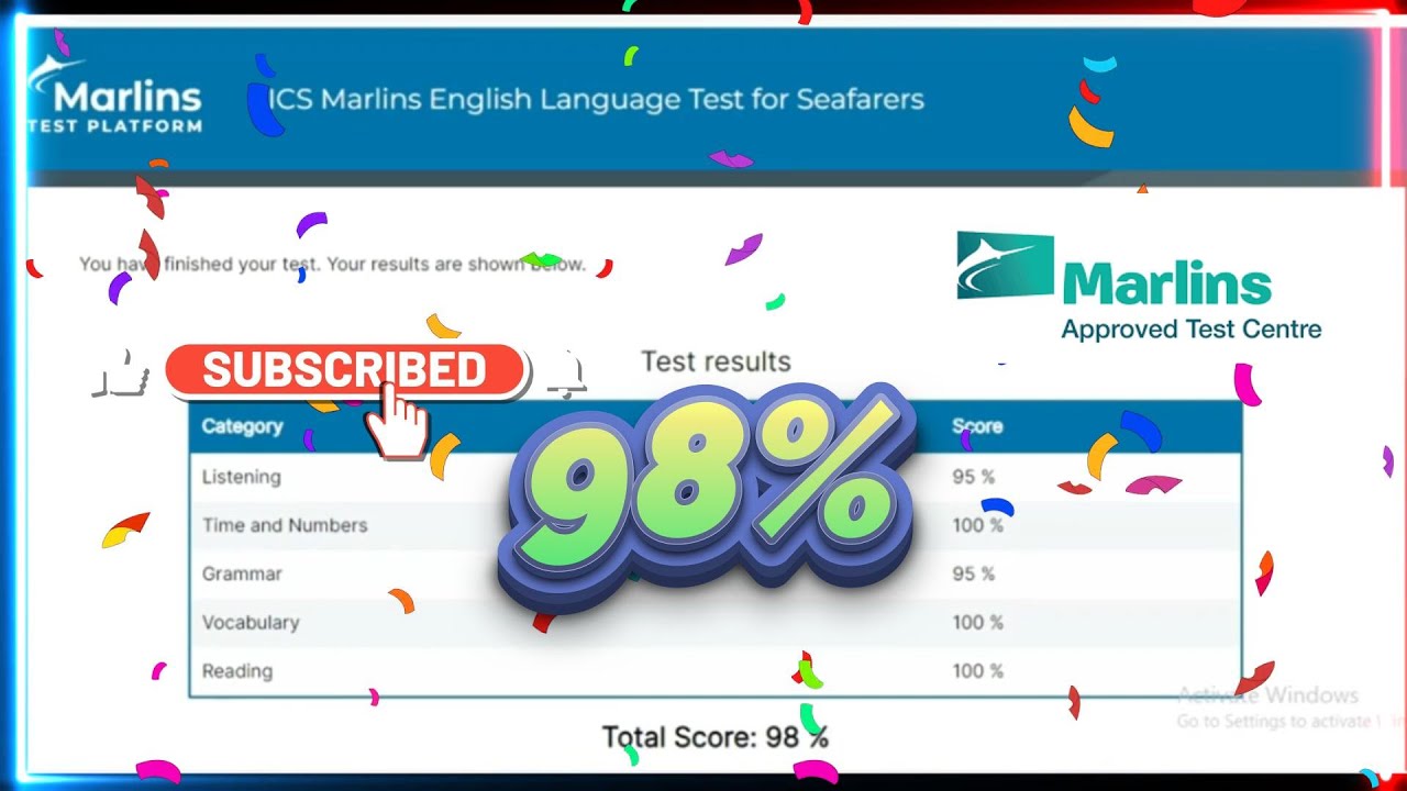 Marlins Test For Seafarer Score 98% - YouTube