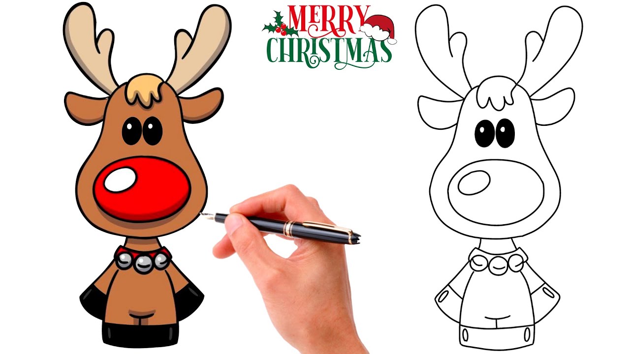 How To Draw Rudolph | Christmas Drawings - YouTube