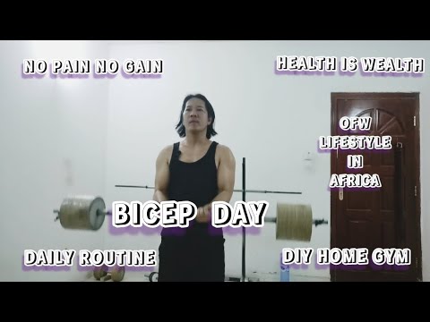 BICEP WORKOUT DIY HOME GYM HEALTH IS WEALTH - YouTube