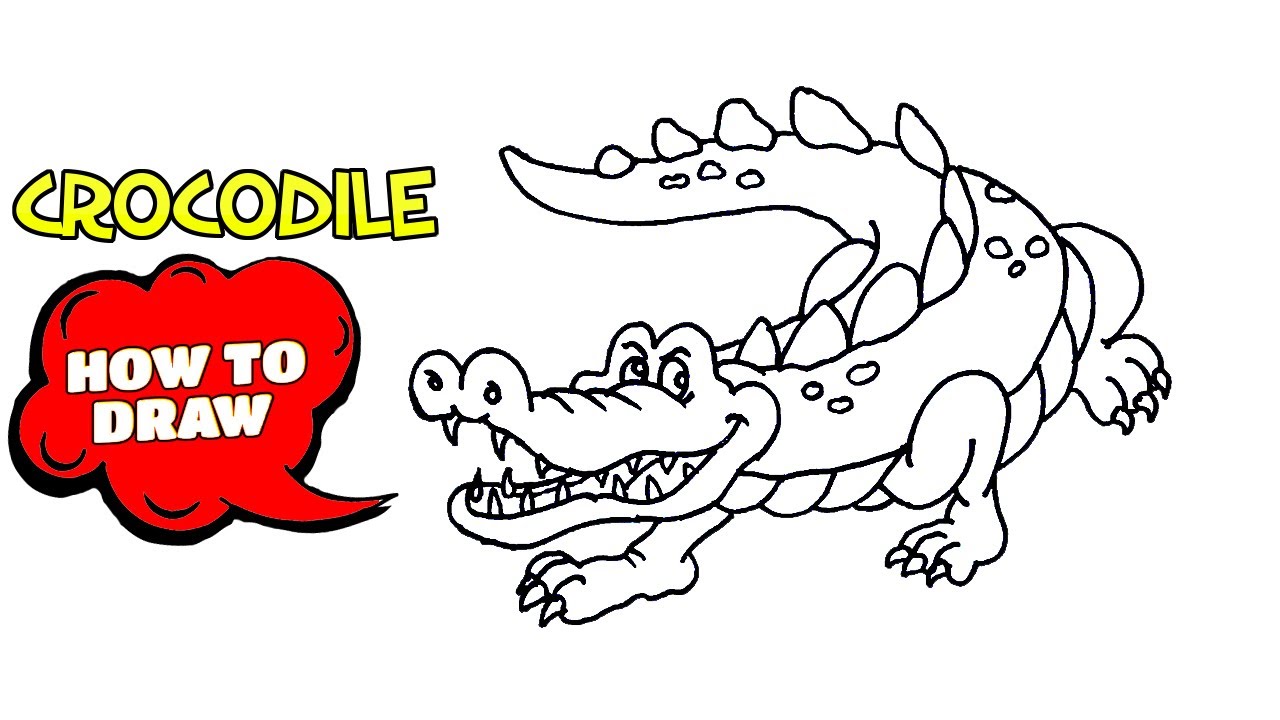 How to draw a Crocodile (easy)|Crocodile images for drawing - YouTube