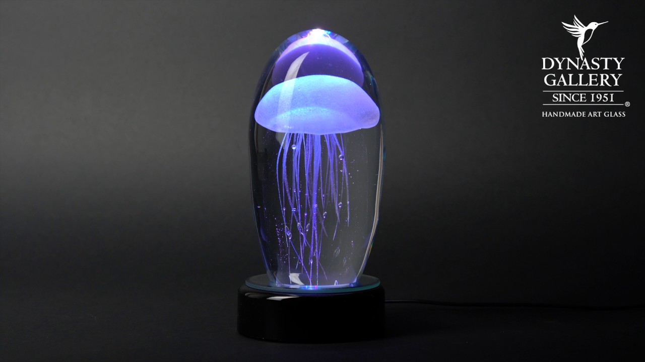 Large Jellyfish Paperweight on a Multicolor LED Light Base! - YouTube