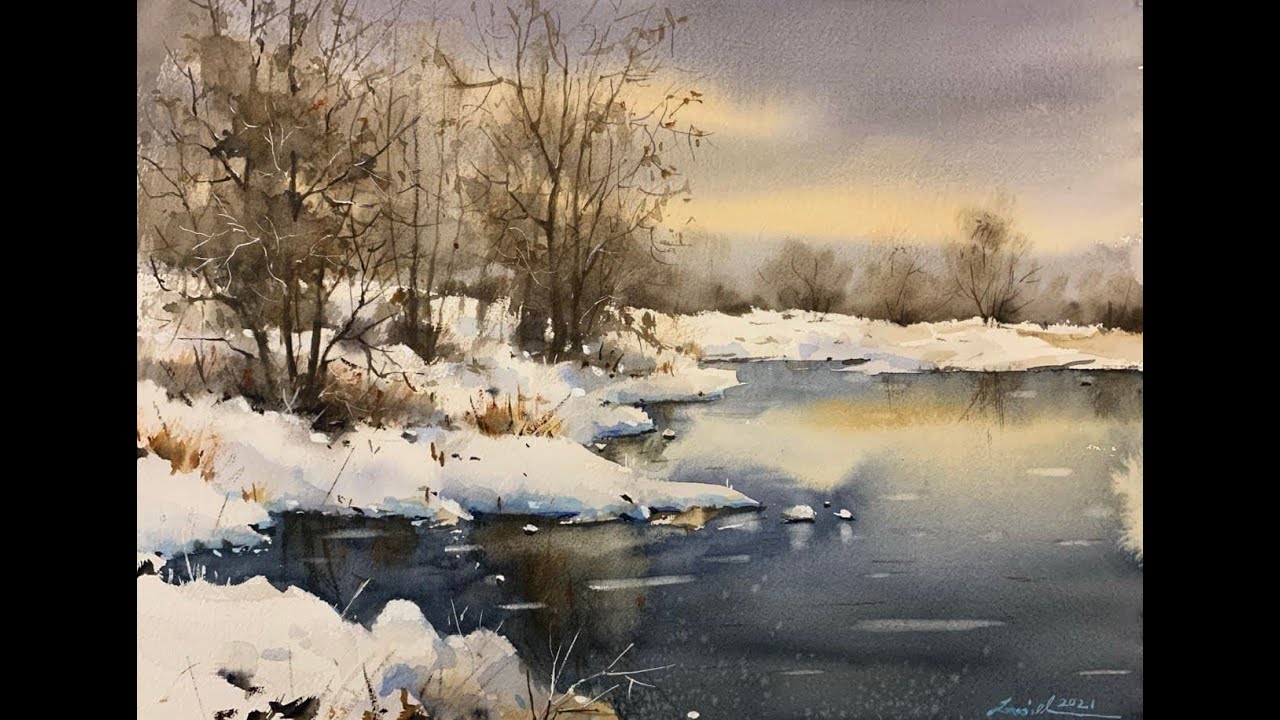 How to paint snow in watercolor by javid tabatabaei - YouTube