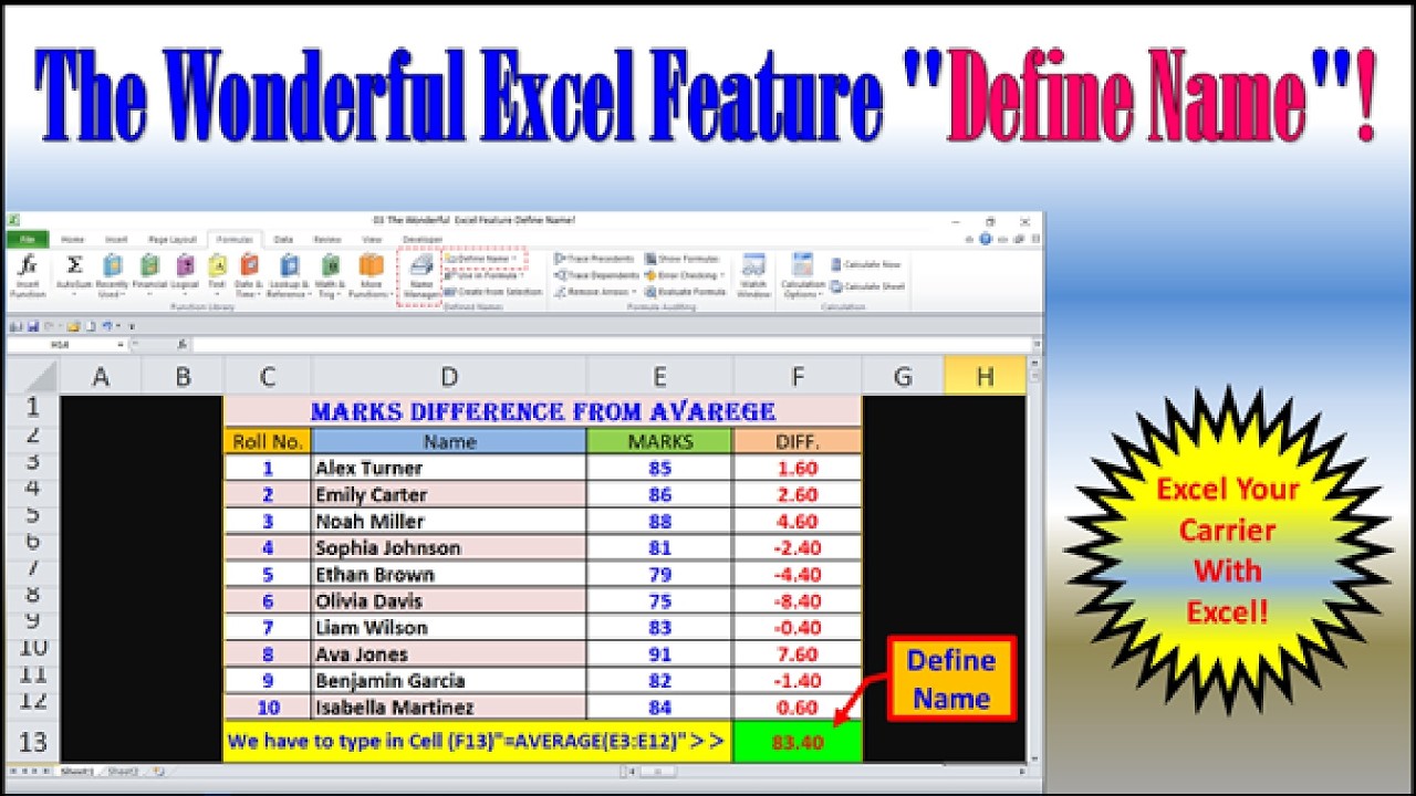 The Wonderful Excel Feature "Define Name"! - YouTube