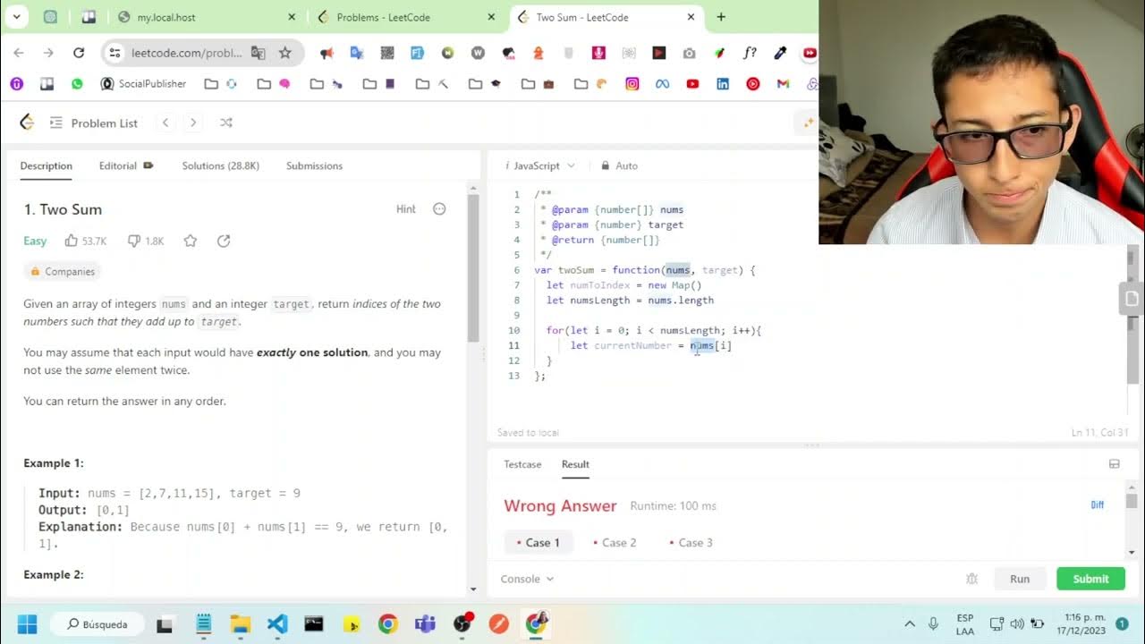Two Sum | Leetcode JS | Solución explicada en español - YouTube