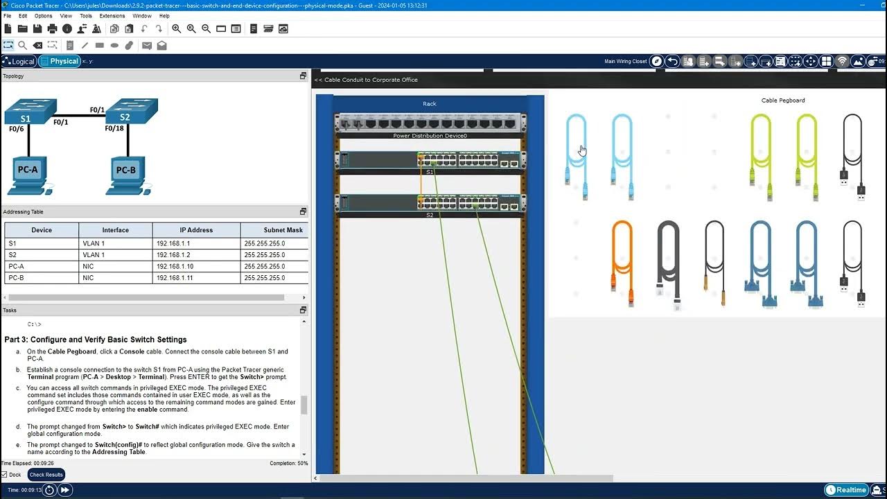 NetAcad ITN Packet Tracer 2.9.2: Basic Switch and End Device Configuration - YouTube