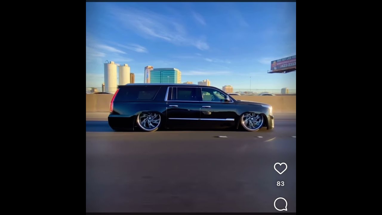 Body dropped Cadillac Escalade ESV 26s wildwood brakes phat phabz - YouTube