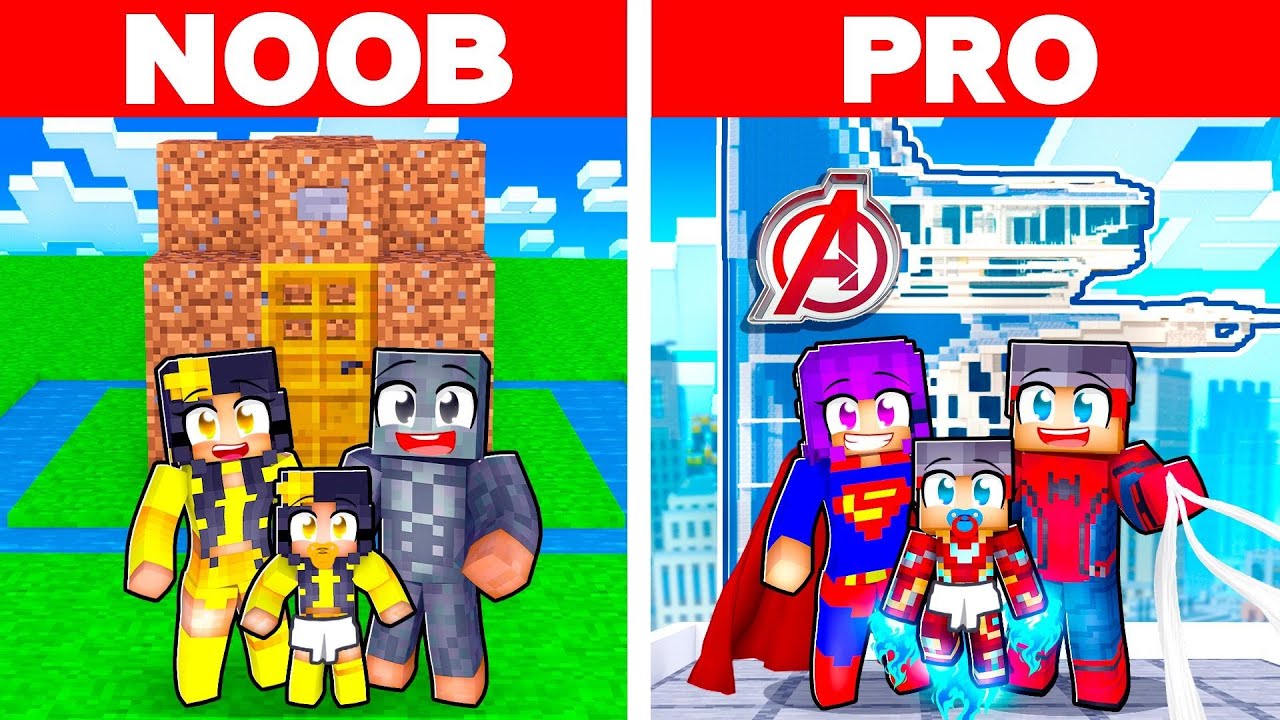 Having a NOOB vs PRO SUPERHERO Family In Minecraft! - YouTube