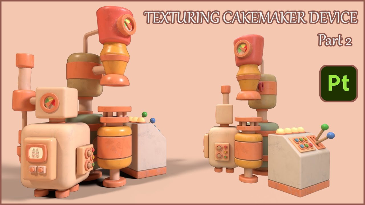 Texturing a Stylized Cartoony Cakemaker Device [Substance Painter] - Pt ...