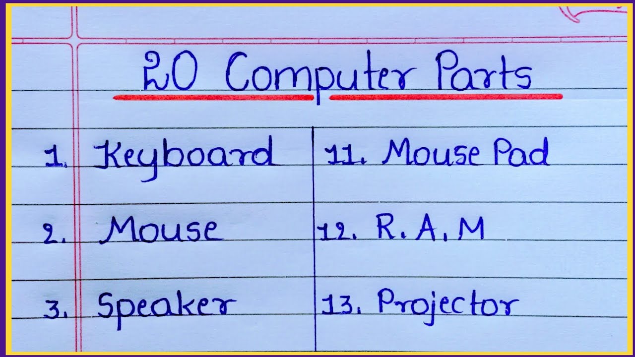 20 computer parts name / computer parts name /computer - YouTube