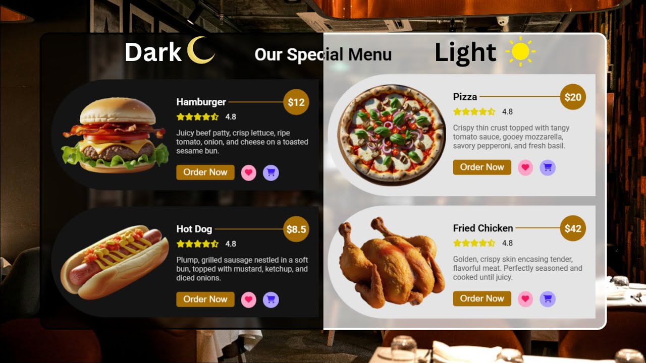 Responsive Card with HTML and CSS | Light and Dark Mode (no JavaScript) - YouTube