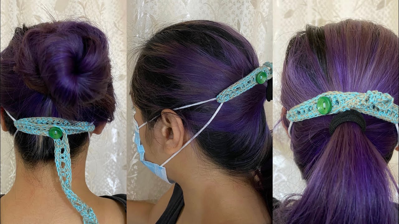 Crochet Easy Adjustable One-Button Ear Saver or Face Mask Adapter - YouTube