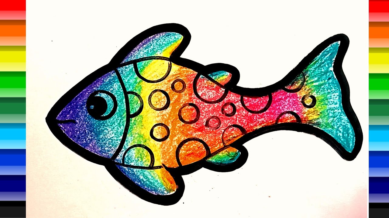 Fish Drawing, painting and Coloring For kids, How to Draw Fish Drawing ...