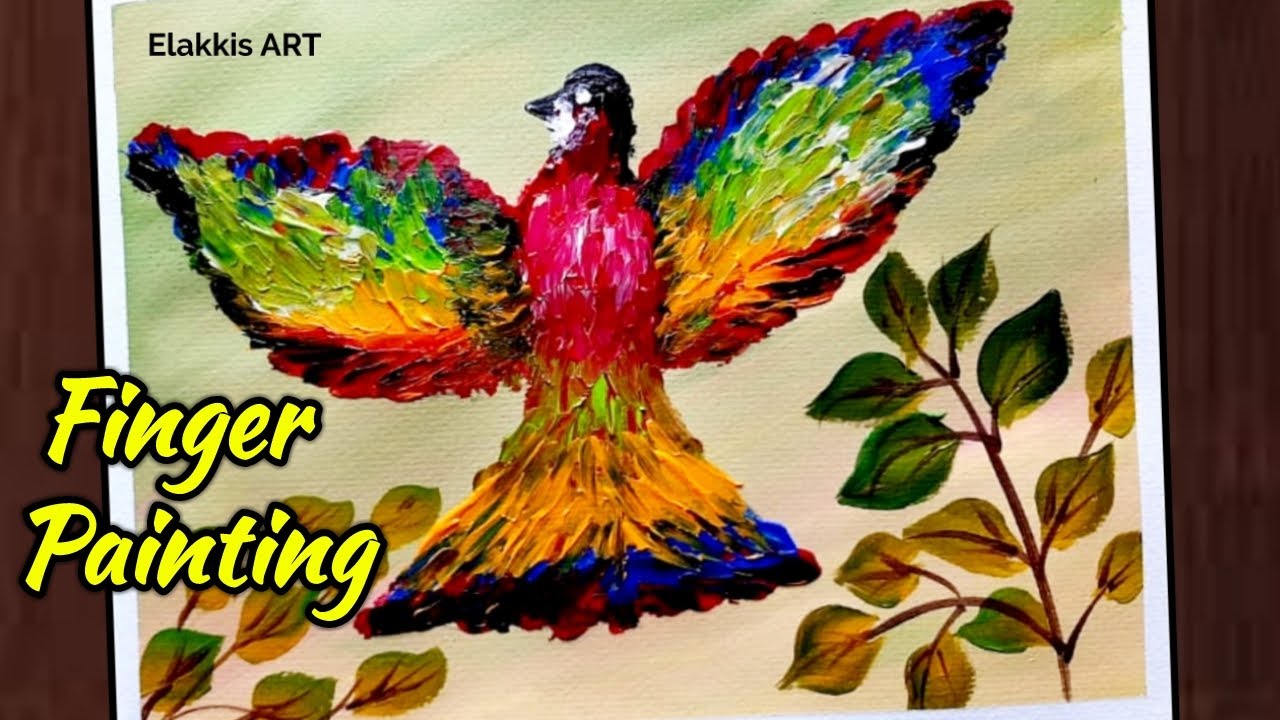 🐦Colorful Bird in Finger Painting I Painting for Beginners I How to do ...