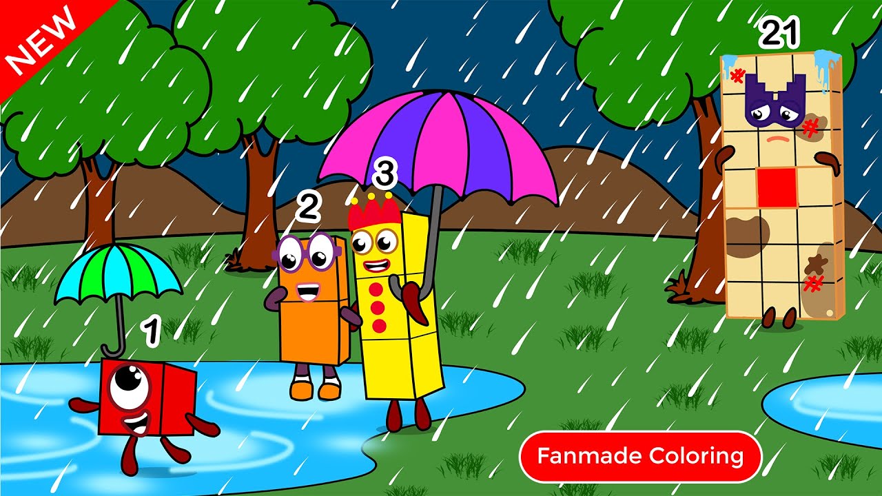 Numberblocks 21 Got Wet In The Rain! Numberblocks Fanmade Coloring ...