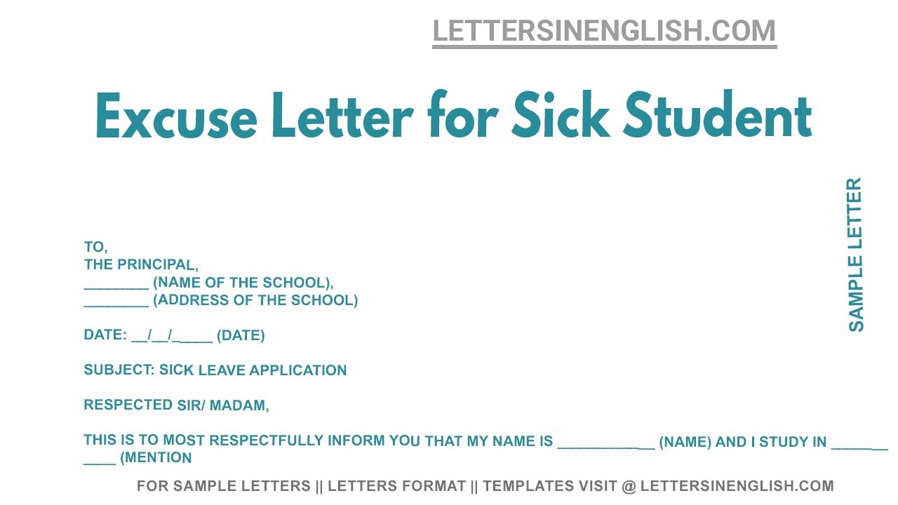 Excuse Letter For Sick Student - Letter of Excuse for Sick Student ...