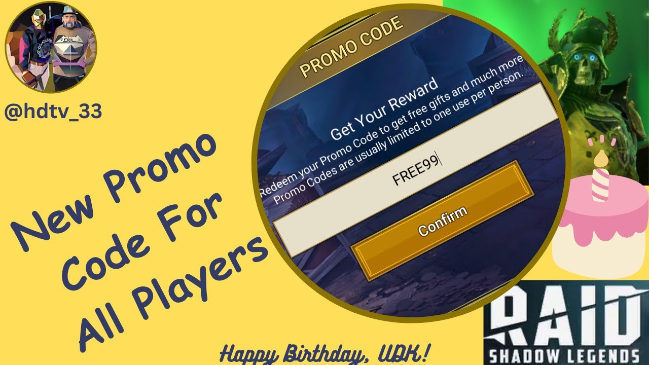 NEW PROMO CODE FOR ALL PLAYERS - Happy Birthday UDK! | Raid: Shadow ...