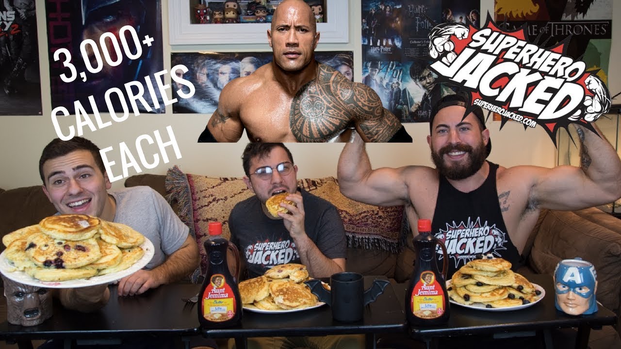 Dwayne "The Rock" Johnson 13 Blueberry Pancake Challenge - YouTube