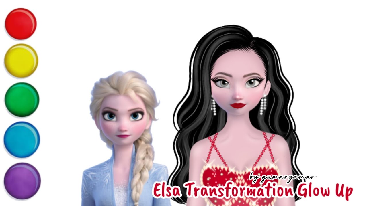 Elsa frozen glow up transformation dress up in beautiful red gown edit on Ibispaint x - YouTube
