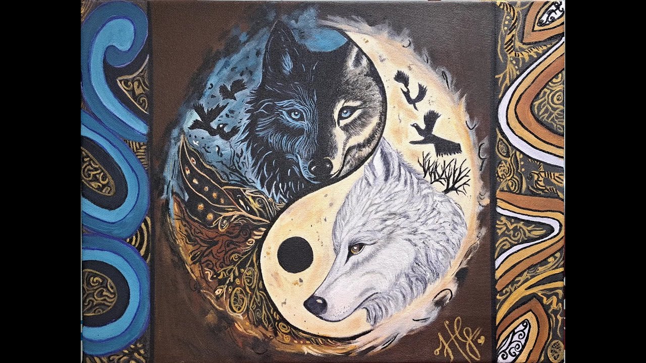 How to create a stunning Two Verse of Wolves ( Yin Yang) in Acrylic ...