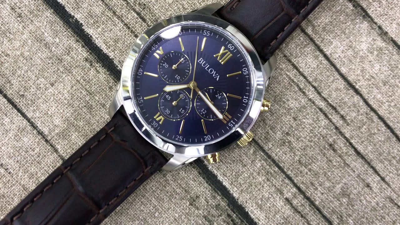 Bulova 98A151 Chronograph Brown Leather Men’s Watch - YouTube