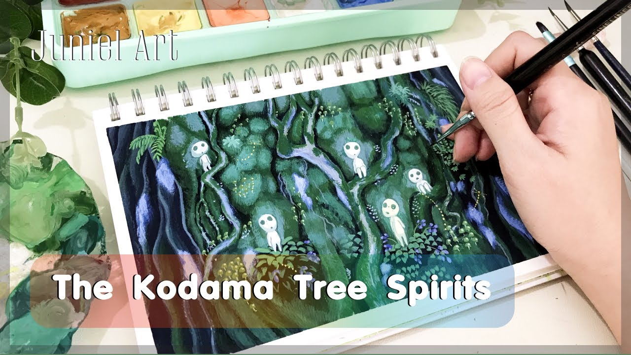 How to draw Kodama tree spirits? | Studio Gihbli Painting |Juniel Art ...