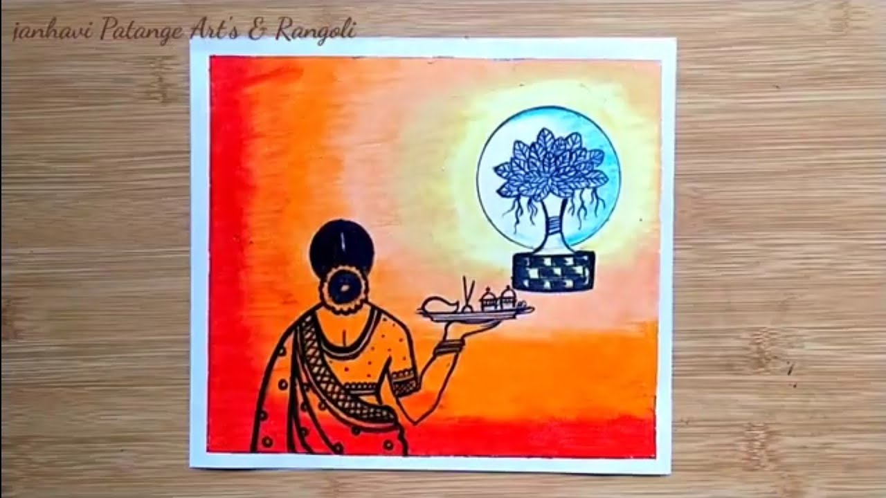 vat savitri puja drawing easy / vat pornima drawing / #vatpornima # ...