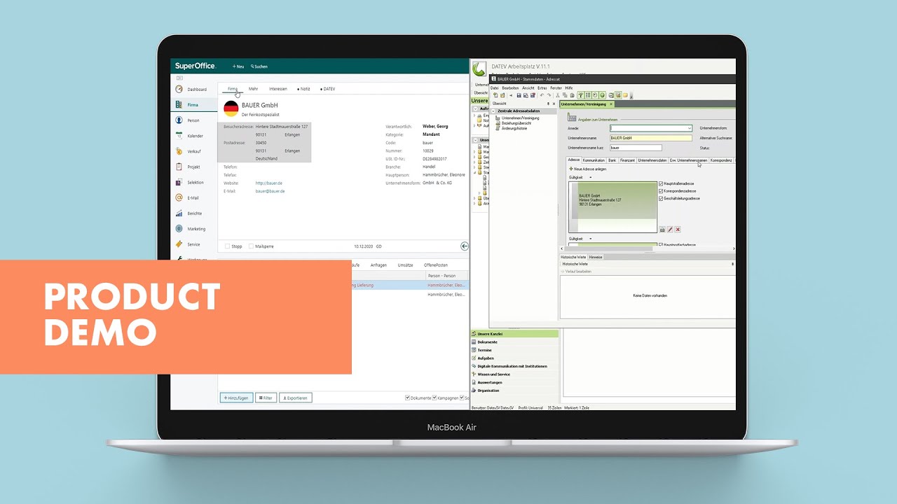 Integration von SuperOffice CRM mit DATEV Eigenorganisation (EO Comfort & Classic) - YouTube