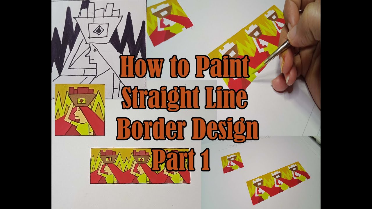 How to paint straight line border design for beginners - YouTube