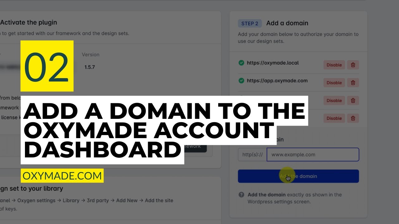 Add a Domain to OxyMade Account | Oxygen Builder Framework & Design Sets - YouTube