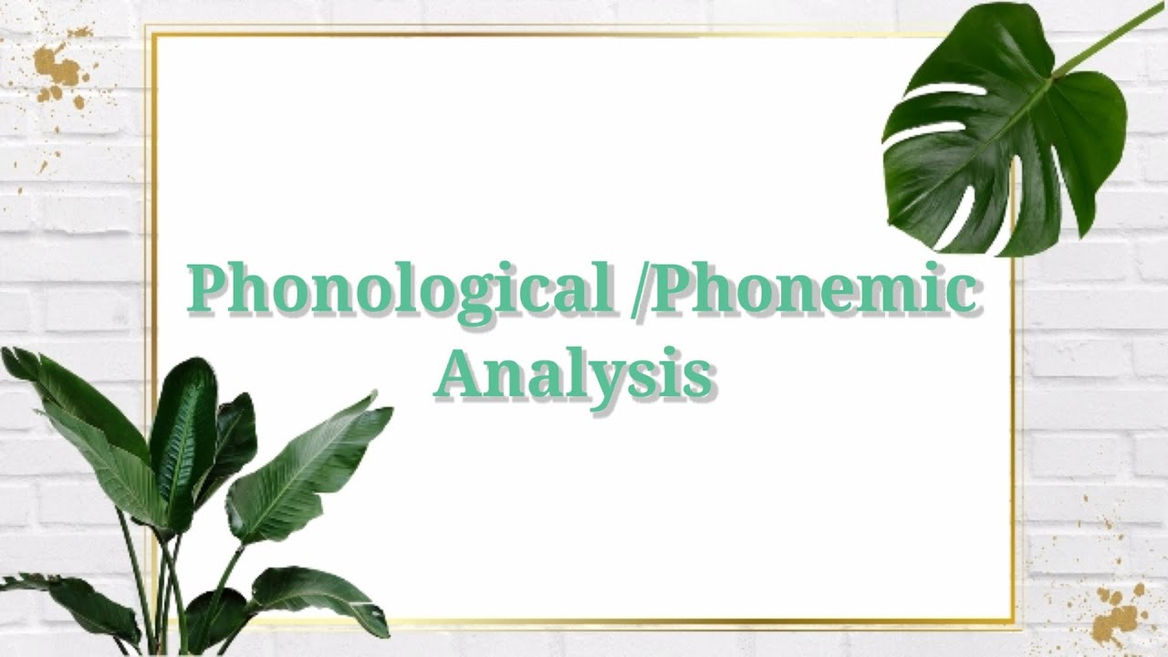 Phonological Analysis - YouTube