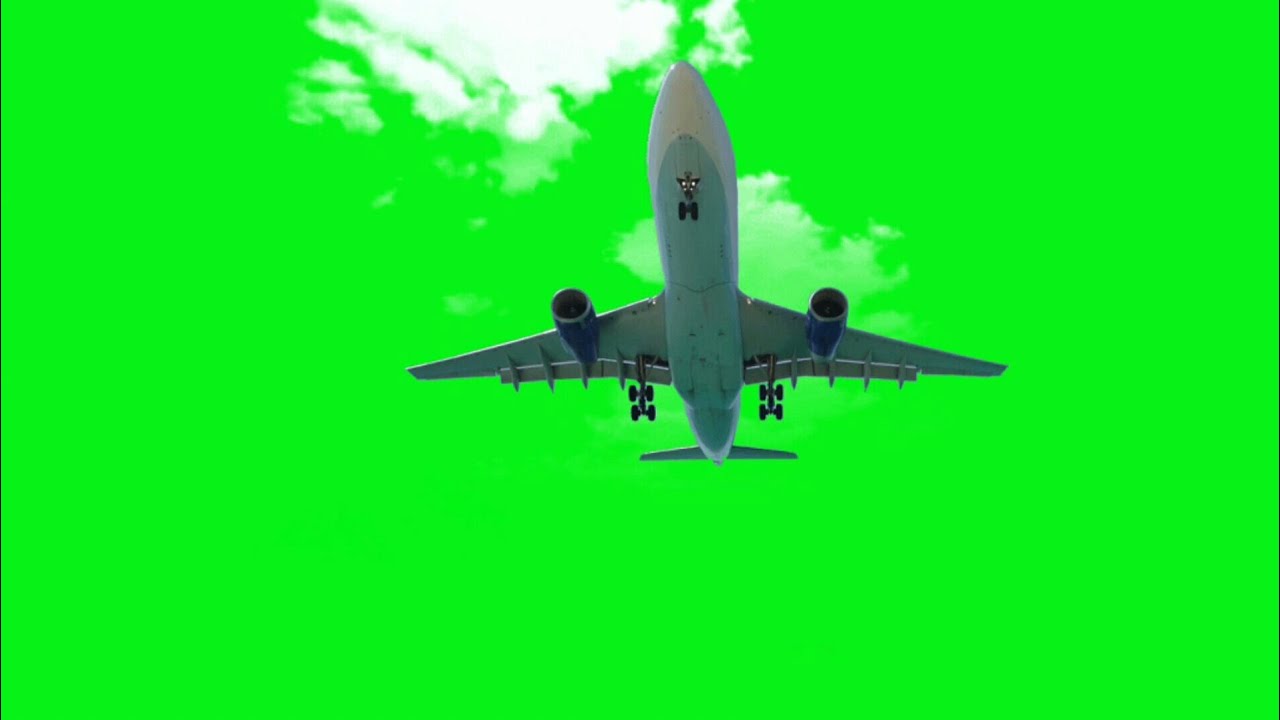 GREEN SCREEN airplane with clouds and without cloud effects animations ...