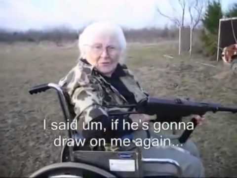 Thug grandma with machine gun